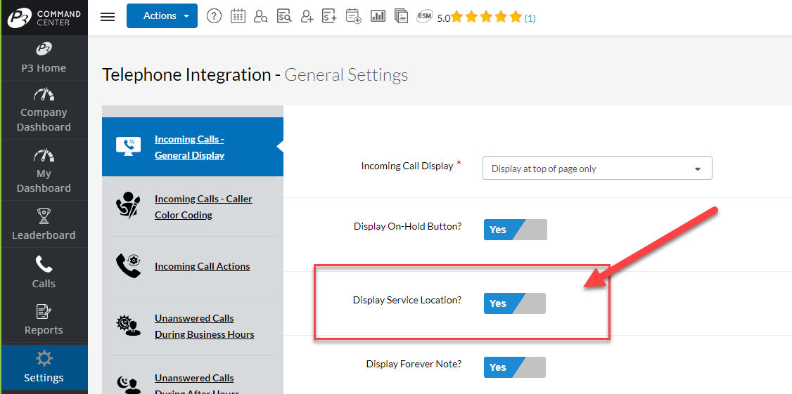 Display Service Location – P3 Help Desk