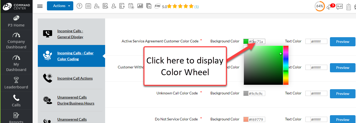 General Settings - Incoming Calls - Caller Color Coding - Overview – P3 ...
