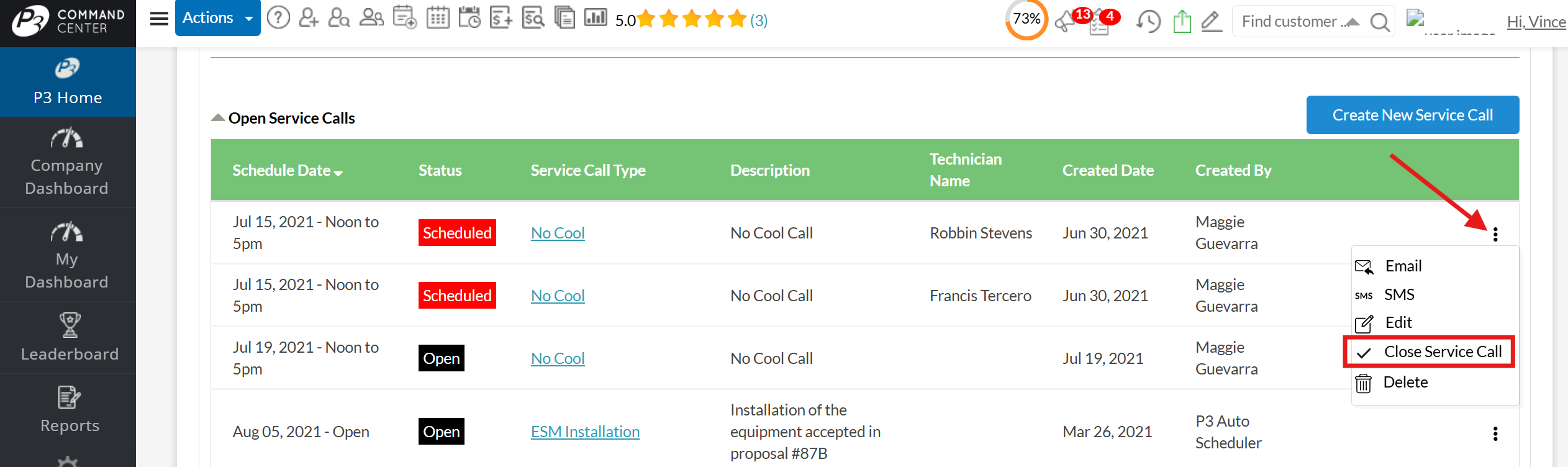 One Click - Customer Record – Shortcut to Close a Service Call – P3 ...