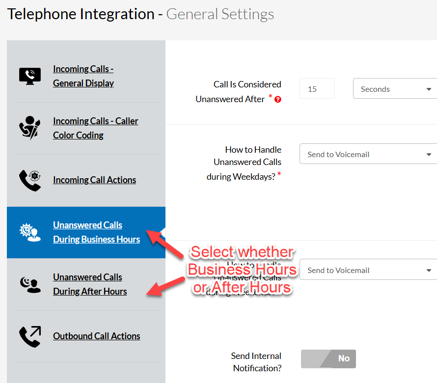 One-Click - Call Handling Options for Unanswered Calls during Weekends ...